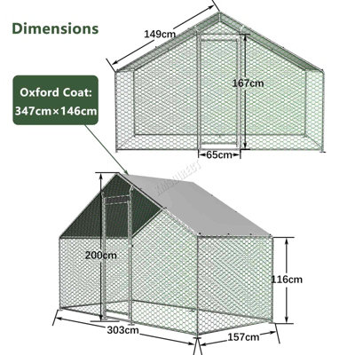 FoxHunter Chicken Run Cage Walk In Coop Poultry Hen Rabbit Kennel Hutch ...