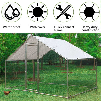 FoxHunter Chicken Run Cage Walk In Coop Poultry Hen Rabbit Kennel Hutch ...