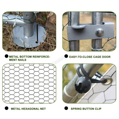 FoxHunter Chicken Run Cage Walk In Coop Poultry Hen Rabbit Kennel Hutch ...