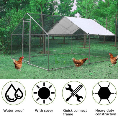 FoxHunter Chicken Run Cage Walk In Coop Poultry Hen Rabbit Kennel Hutch ...