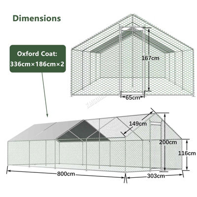 FoxHunter Chicken Run Cage Walk In Coop Poultry Hen Rabbit Kennel Hutch ...