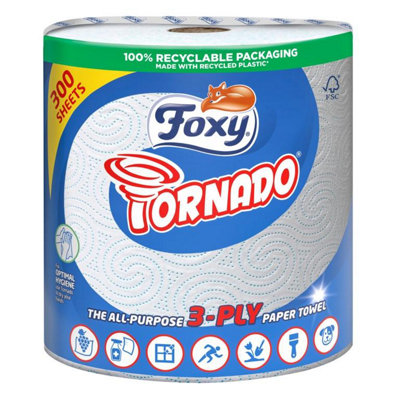 Foxy Tornado Kitchen Roll White (200mm x 225mm x 200mm)