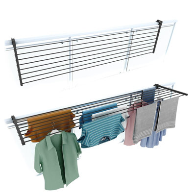 Foxydry Duo 162 cm Anthracite, Balcony washing line, foldable clothes ...