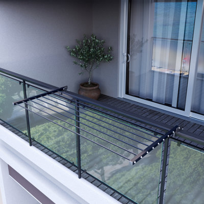 Foxydry Duo 162 cm Anthracite, Balcony washing line, foldable clothes ...