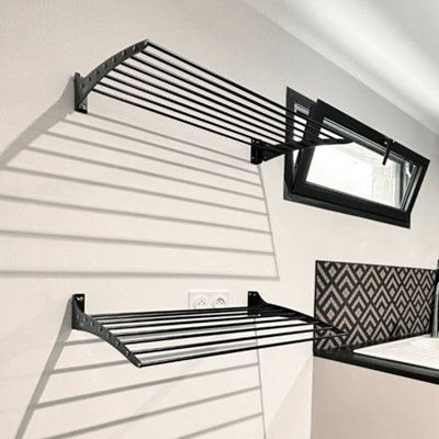 Foxydry Fold Down 82 cm Black, Wall-Mounted Drying Rack, Compact ...