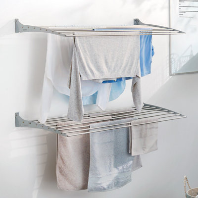 Foxydry Fold Down 82 cm Grey, Compact Wall-Mounted Clothes Airer ...