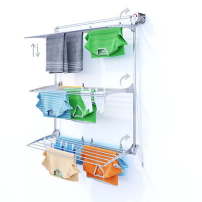 Foxydry Tower 128 cm Grey, Heavy-Duty Clothes Airer with Foldable Racks ...