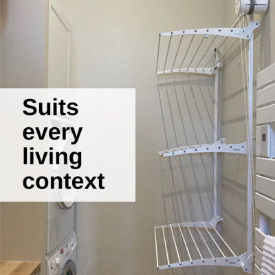 FOXYDRY TOWER 88 CM WHITE, 3-TIER ADJUSTABLE DRYING RACK FOR CLOTHES ...