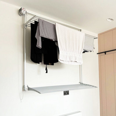 Foxydry Wall Plus 108 cm White, Wall-Mounted Laundry Rack, Space-saving ...