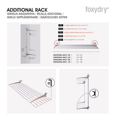 Foxydry Wall Plus 88 cm Grey, Wall-Mounted Clothes Airer, Vertical ...