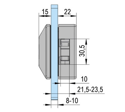 Frame pivot, 3-part glass door hinge, steel frames