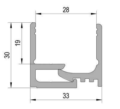Frame profile in two parts, stainless steel colour E4/C31