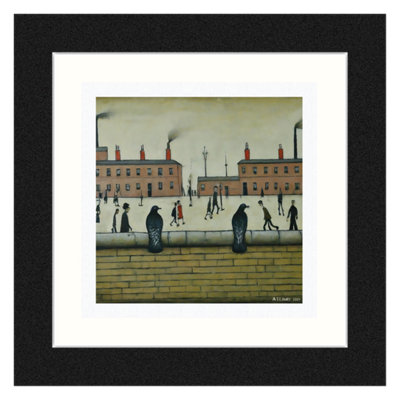 Framed and Mounted Pigeons On A Wall Print. In the Lowry Style. 31.5cm ...