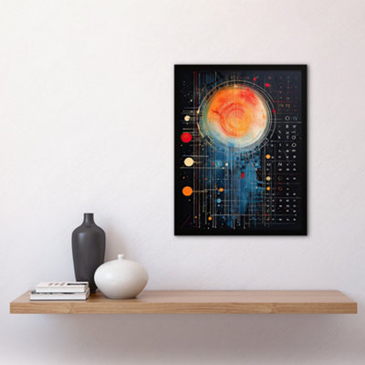 Framed Wall Art Ancient Solar System Codex Manuscript Sun Planets ...