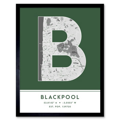 Framed Wall Art Blackpool England United Kingdom City Map Modern ...