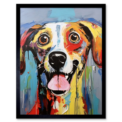 Framed Wall Art Colourful Dog Portrait Artwork by Jason Brydson Happy ...