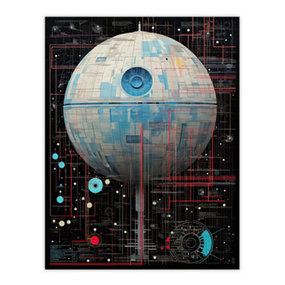 Framed Wall Art Dark Side Engineering Death Star Schematic Diagram ...