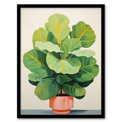 Framed Wall Art Full Bodied Fiddle Leaf Fig Watercolour Pastel Colour ...
