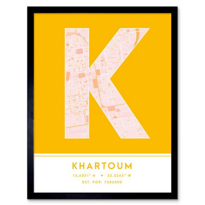 Framed Wall Art Khartoum Sudan City Map Modern Typography Stylish ...