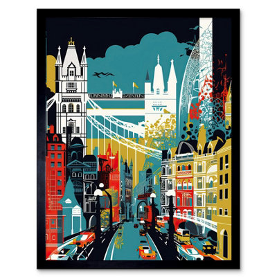 Framed Wall Art London Iconic Landmarks Modern Abstract Cityscape ...