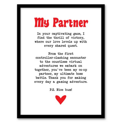 Framed Wall Art Love Poem Gamer Nerd Partner Romantic Poetry Fun Print ...