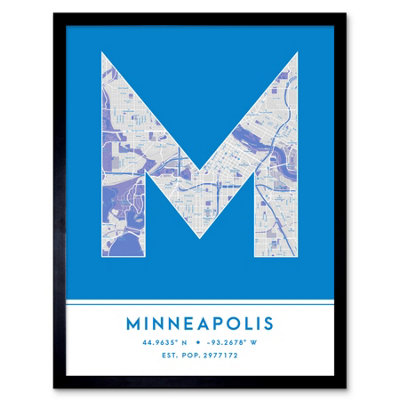 Framed Wall Art Minneapolis Minnesota United States City Map Modern ...