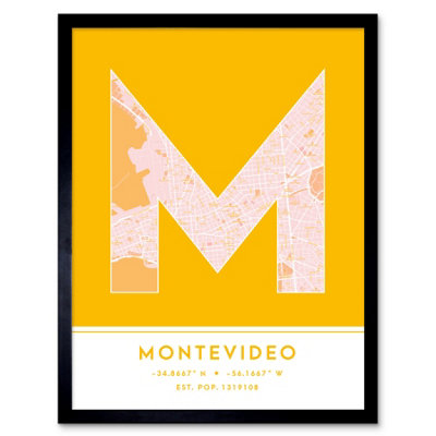 Framed Wall Art Montevideo Uruguay City Map Modern Typography Stylish ...