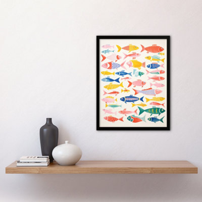 Framed Wall Art Multicoloured Fish Screen Print By Sofia Francis ...