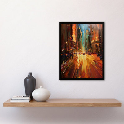 Framed Wall Art New York City Night Cityscape Abstract Painting Print ...
