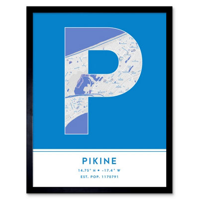 Framed Wall Art Pikine Senegal City Map Modern Typography Stylish ...