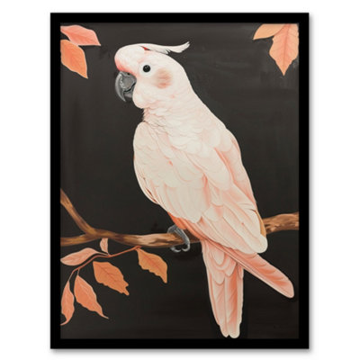 Framed Wall Art Pink Cockatoo Parrot Bird Autumn Branch Painting Print ...