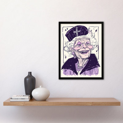 Framed Wall Art Queen Victoria Deck Card Cartoon Caricature Print ...