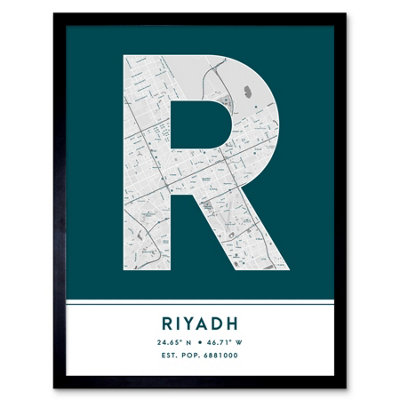 Framed Wall Art Riyadh Saudi Arabia City Map Modern Typography Stylish ...