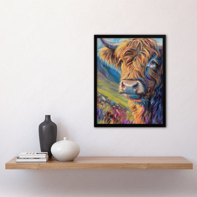 Framed Wall Art Scottish Highland Cow Hairy Coo Oil Painting Poster ...