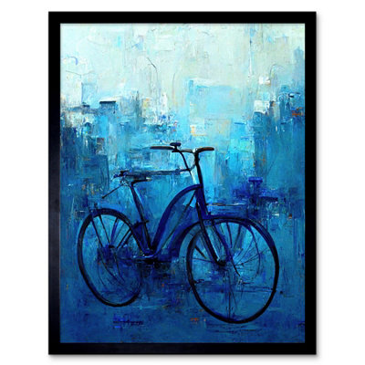 Framed Wall Art Single Blue Bicycle Modern - 12X16 inch