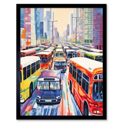Framed Wall Art The Bus Lane by Adrienne Finch Busy Cityscape Traffic ...