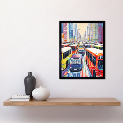 Framed Wall Art The Bus Lane by Adrienne Finch Busy Cityscape Traffic ...
