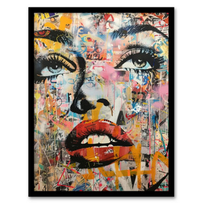 Framed Wall Art Vintage Pop Art Portrait Street Art Graffiti Print ...