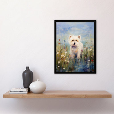 Framed Wall Art West Highland Terrier Claude Monet Style Dog Oil ...