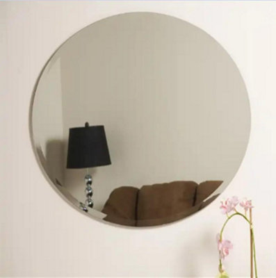 Frameless Round Wall Mounted Mirror Frameless Bathroom Living Room A ...