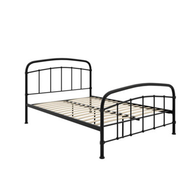 France 5ft King Size Black Metal Bed Frame with Headboard & Footboard