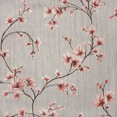Buy Francesca Bloom Wallpaper In Glittering Grey With Pink | DIY at B&Q