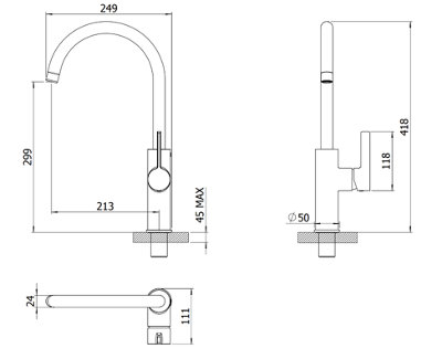 Francis Jeroni Swan Spout One Handle Chrome Cold Open Mono Kitchen ...