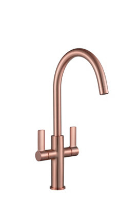Francis Jeroni Swan Spout Two Handle Copper Mono Kitchen Mixer Tap ...