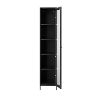 Frank Black Matt Steel Display Cabinet with Glass Door, 4 Shelves, 1805 ...