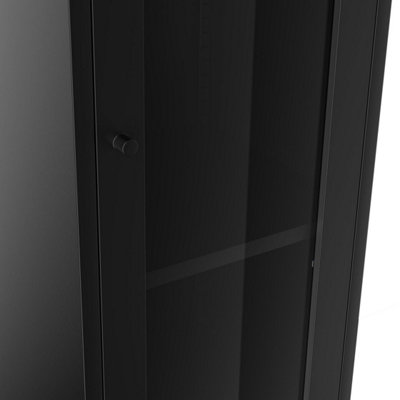 Frank Black Matt Steel Display Cabinet with Glass Door, 4 Shelves, 1805 ...