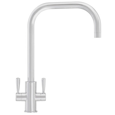 Franke Ascona Silk Steel U Spout Kitchen Tap Twin Lever Swivel Mixer