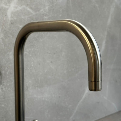FRANKE ASCONA SILK STEEL U SPOUT KITCHEN TAP TWIN LEVER SWIVEL MIXER