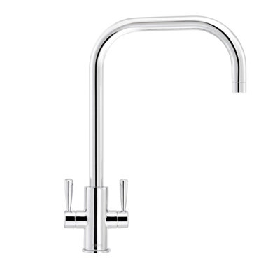 Franke Ascona Swivel U-Spout Mono Mixer Twin Lever Kitchen Tap In Chrome