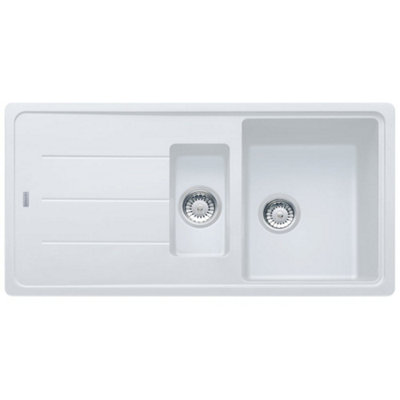 Franke Basis BFG651 1.5 Bowl Granite Composite Kitchen Sink, Matt White ...